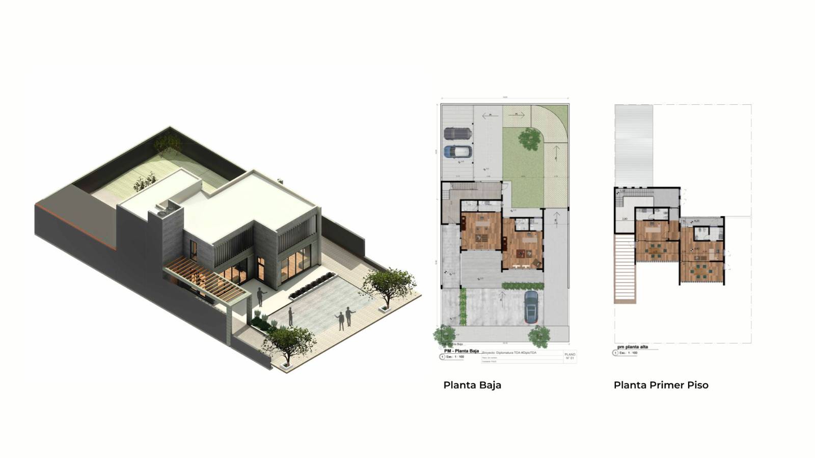 Proyecto realizado en REVIT de oficinas y comercios